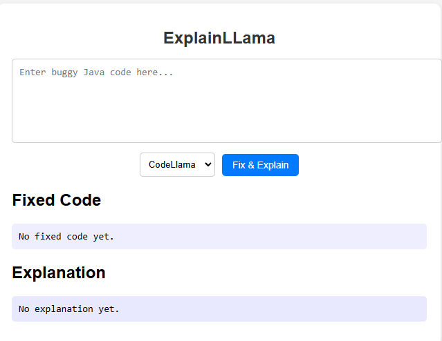 GitHub - SuwanSankaja/ExplainLLama_Web_App: Final Year Project - Full Stack Web App for Java Bug ...