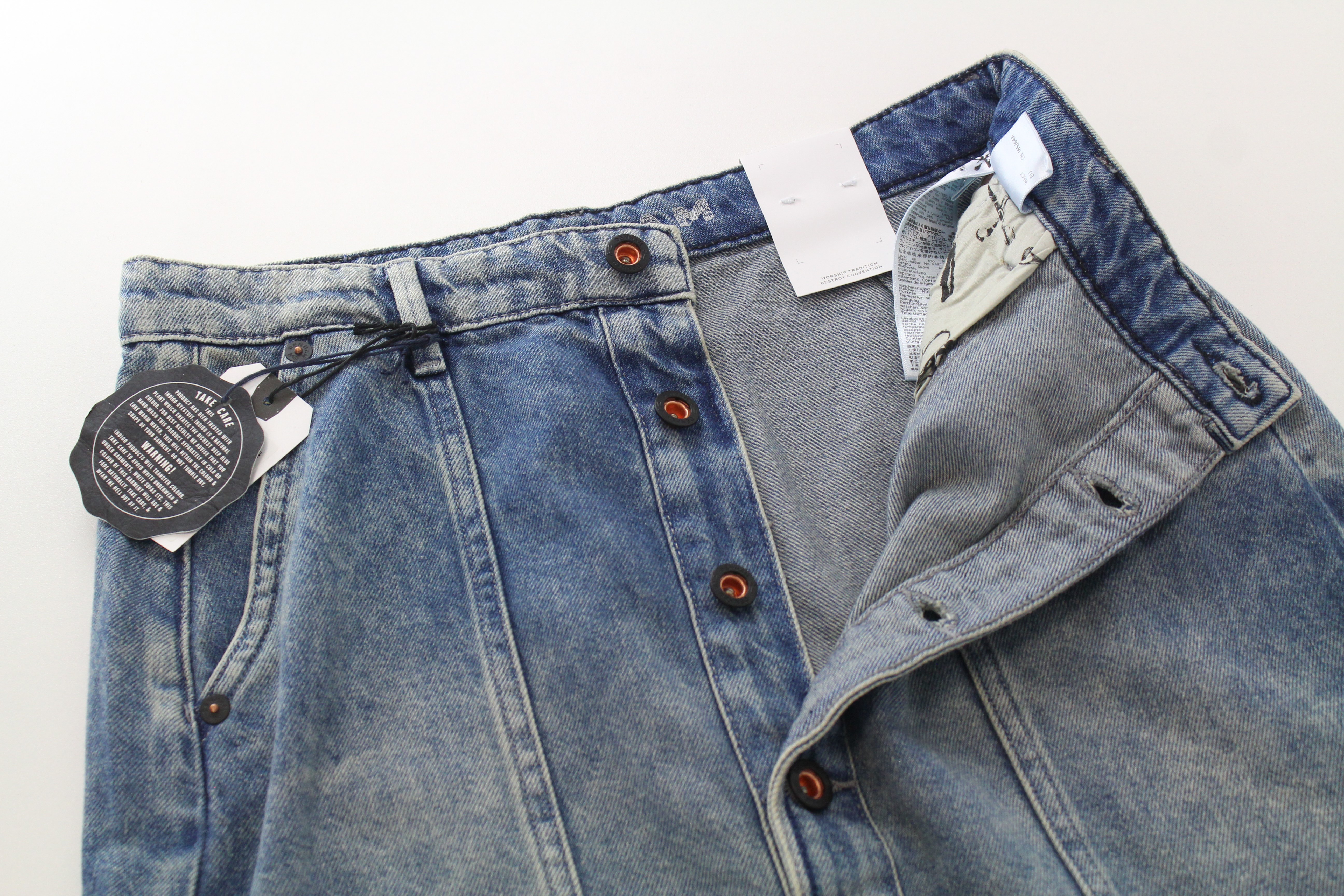 Denham Bo W26 Donna Gonna Blu Lavato Anteriore con Bottoni Stile | eBay